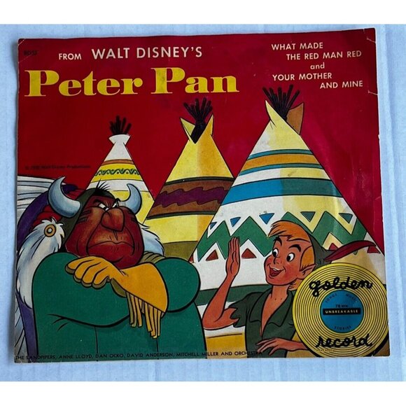Other | Vintage Walt Disneys Peter Pan Golden Record Rd37 Indian Teepee ...